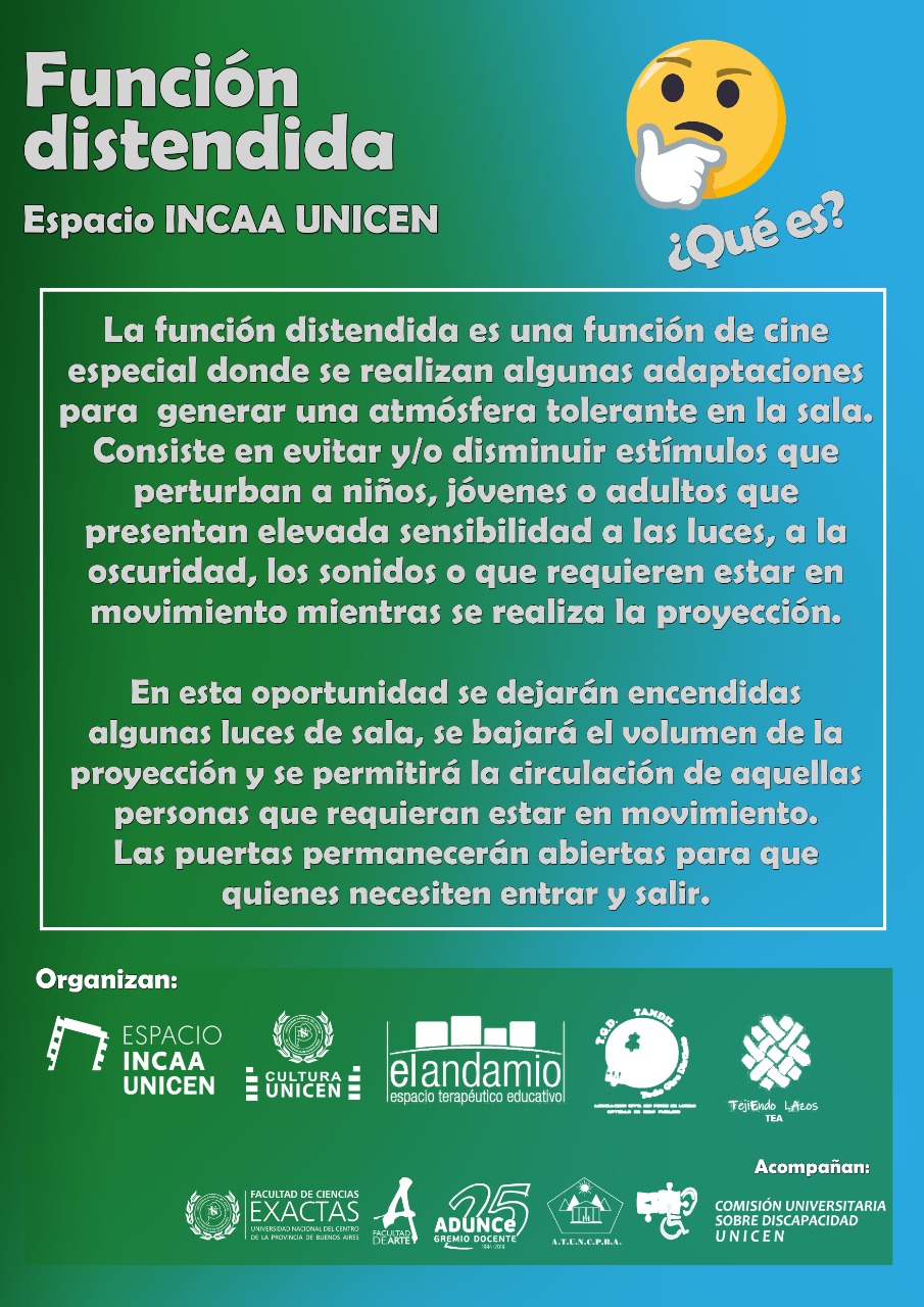 Función distendida en sala INCAA, coorganizada con ATUNCPBA | UNICEN